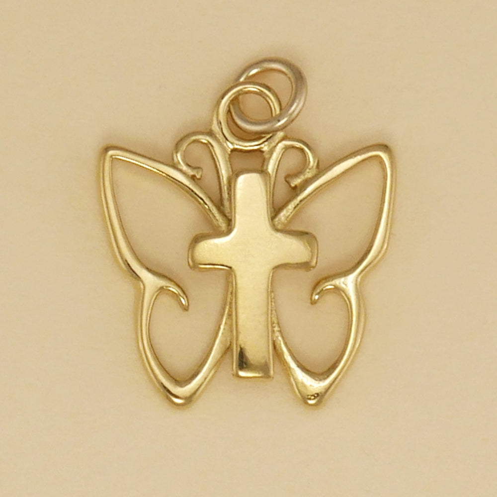Simple Butterfly Cross Charm | Christian Jewelry | CharmWorks